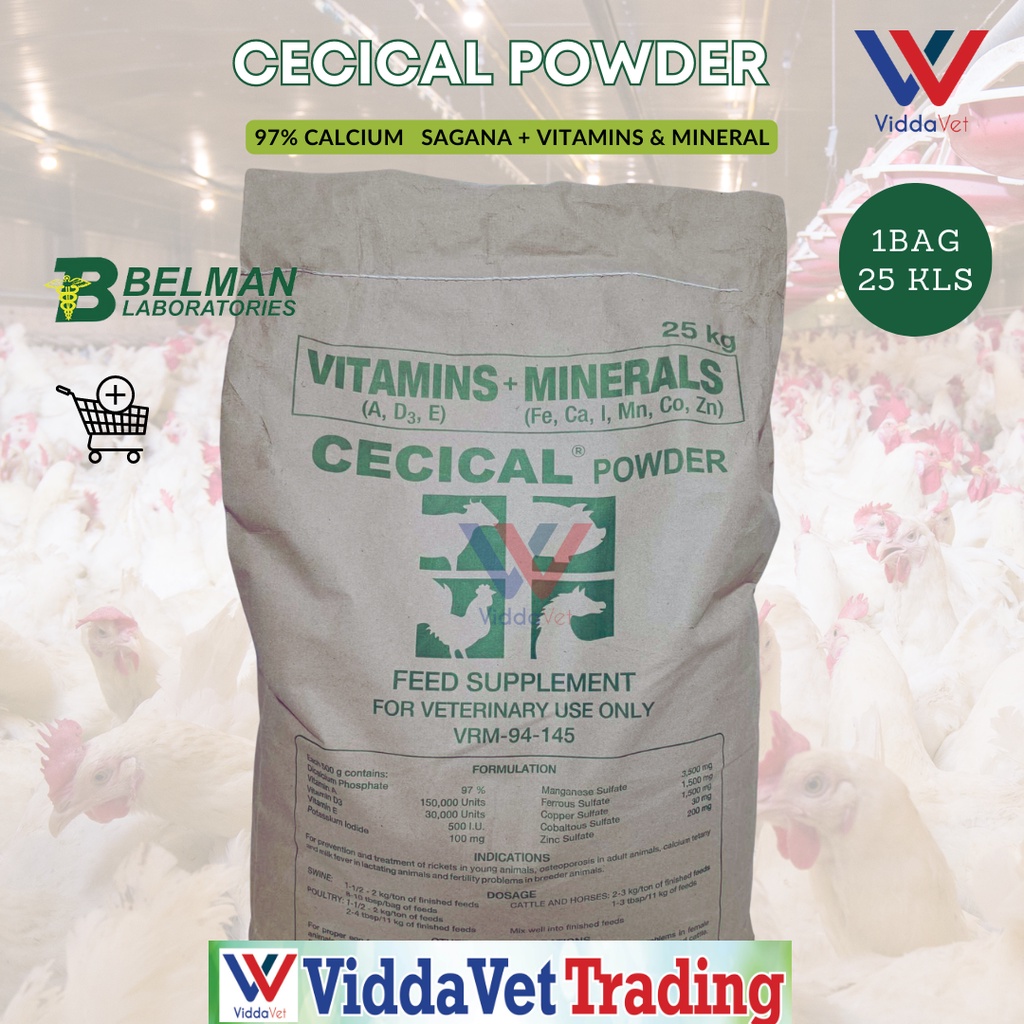 25 kls Cecical Powder Feed Premix for animals 97% calcium + vit ...