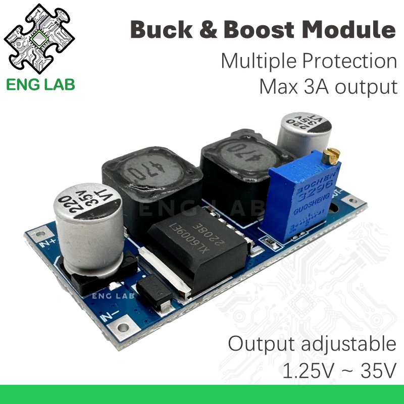 ENGLAB★XL6009 Adjustable DC-DC Buck&Boost Converter 3A Voltage Regulator Step Up Down Switching ...