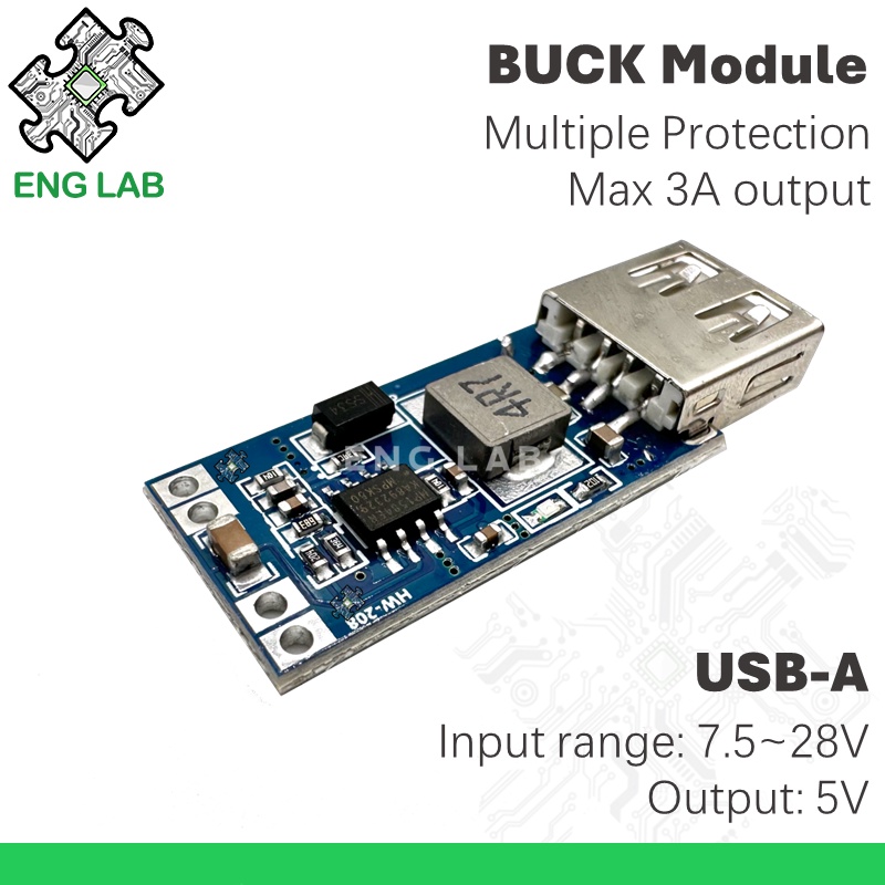 ENGLAB★MP1584 3A/5V USB-A Buck Converter Module 5V USB-A Output Port ...