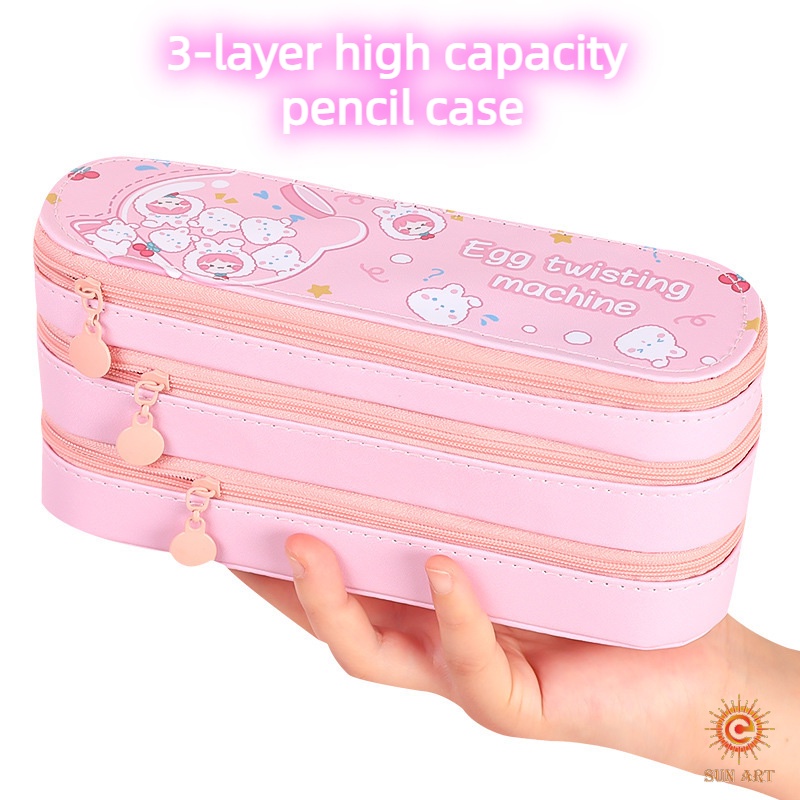 3-layer pen bag, large capacity, simple and cute stationery, student ...