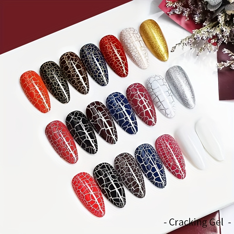 12 Colors Crackle Gel Polish Cracking Nail Lacquer Quick Drying Nail ...