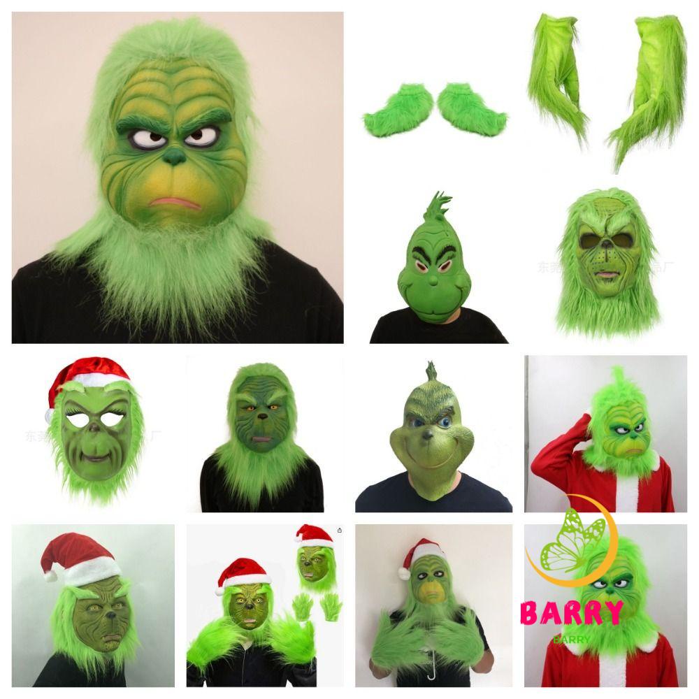 BARRY Grinch Mask, Headwear Fur, Fancy Props Simulation Headgear Full ...