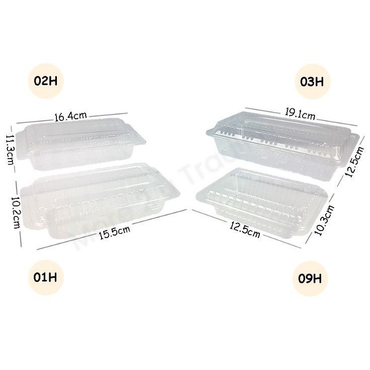 [100 pcs] OPS bakery container/ Kuih Container / Disposable Plastic ...