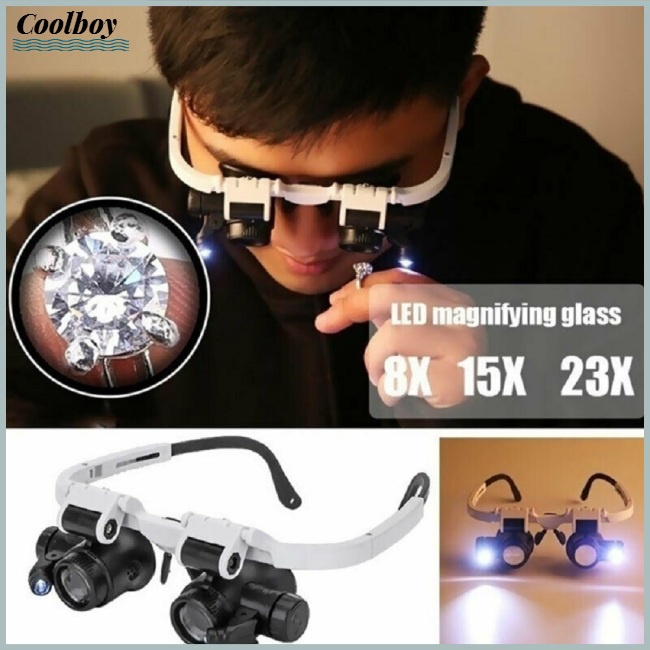 CB Size Adjustable Head Mounted Led Light Loupe Acrylic Lens Double ...