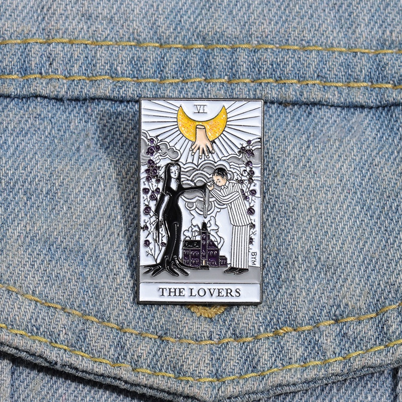 Addams Home Tarot Lovers Metal Brooch Gomez and Morticia Adams Pin ...
