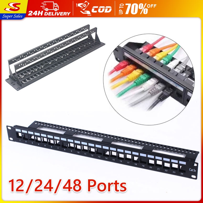 【SuperSales】24Port UTP CAT6 Patch Panel RJ45 19" Inch Rackmount Network ...