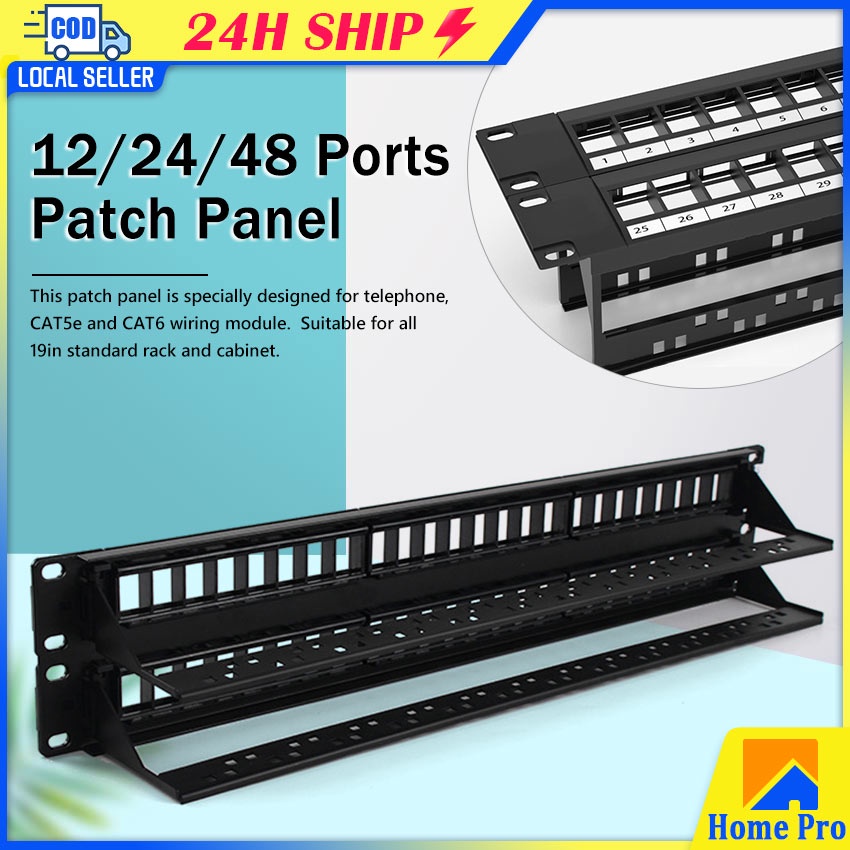 12/24/48Ports Patch Panel FTP LAN With CAT7 CAT6A CAT6 RJ45 Shielded ...