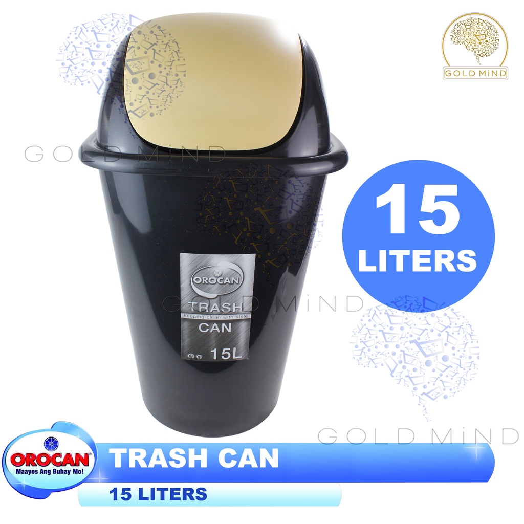 Orocan Trash Can with Swing Cover / Trash Bin Garbage Can Basurahan 15 ...