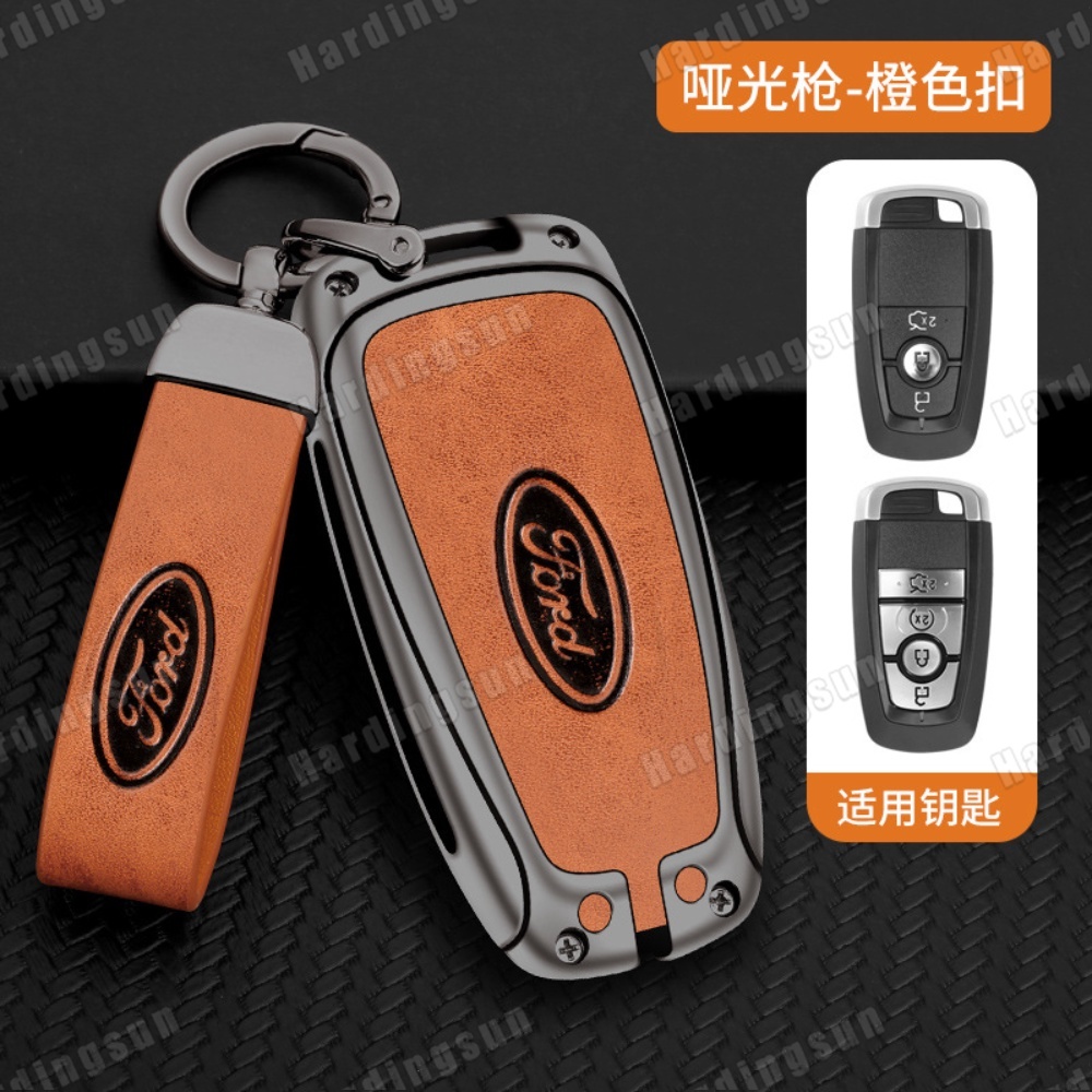 Zinc Alloy+Genuine Leather Car Remote Key Fob Cover Case Holder Shell ...