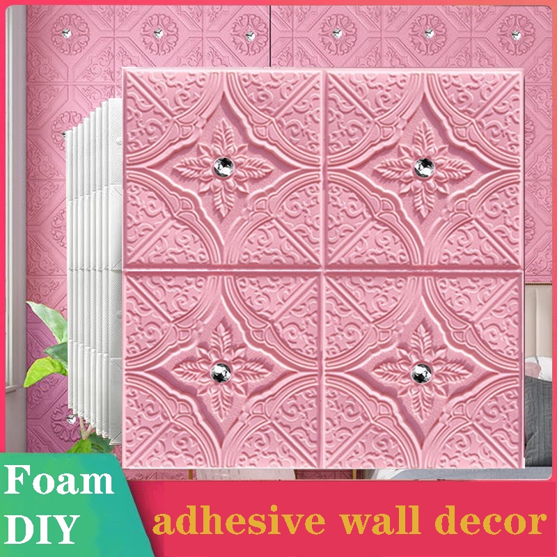 3D Wall Paper Sticker Foam Wallpaper Adhesive Wall Paper Dinding Design ...
