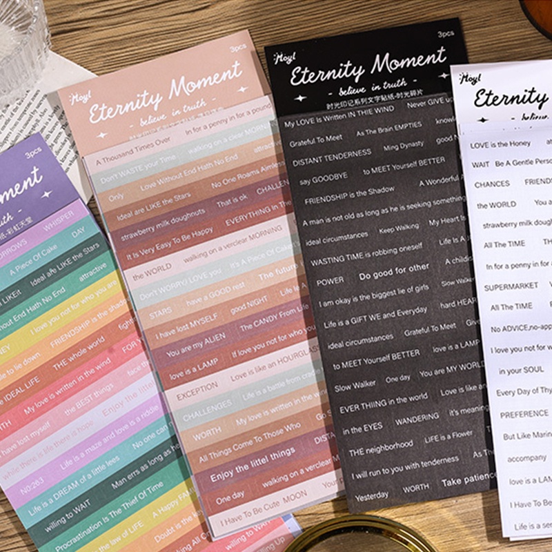 3 Sheets Colorful Simple English Words Long Strip Label Stickers ...