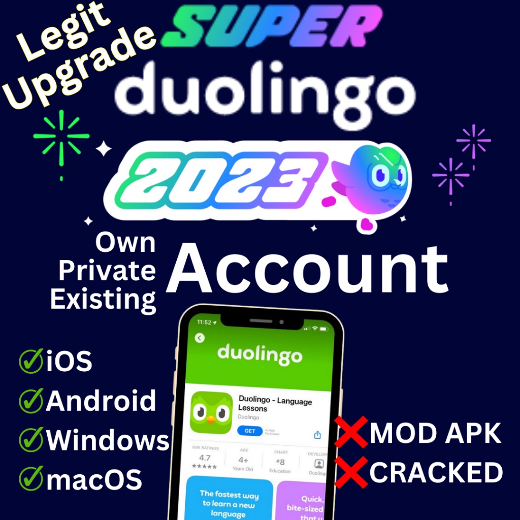 Duolingo Plus Duolingo Account Duolingo Super Upgrade Own account ...