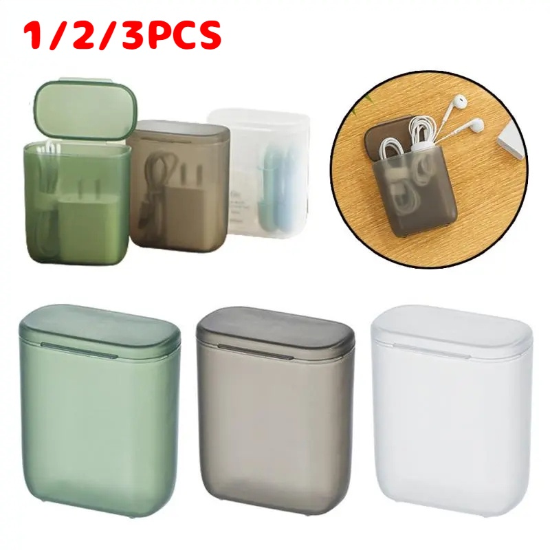3/2/1PCS Data Cable Storage Box With Cover/Travel Portable Mobile Phone ...