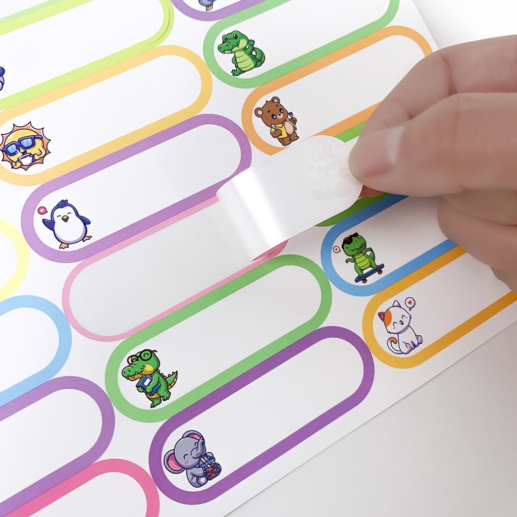 10 Sheets Waterproof Name Sticker Handwritten Water Cup Sticker Grid ...