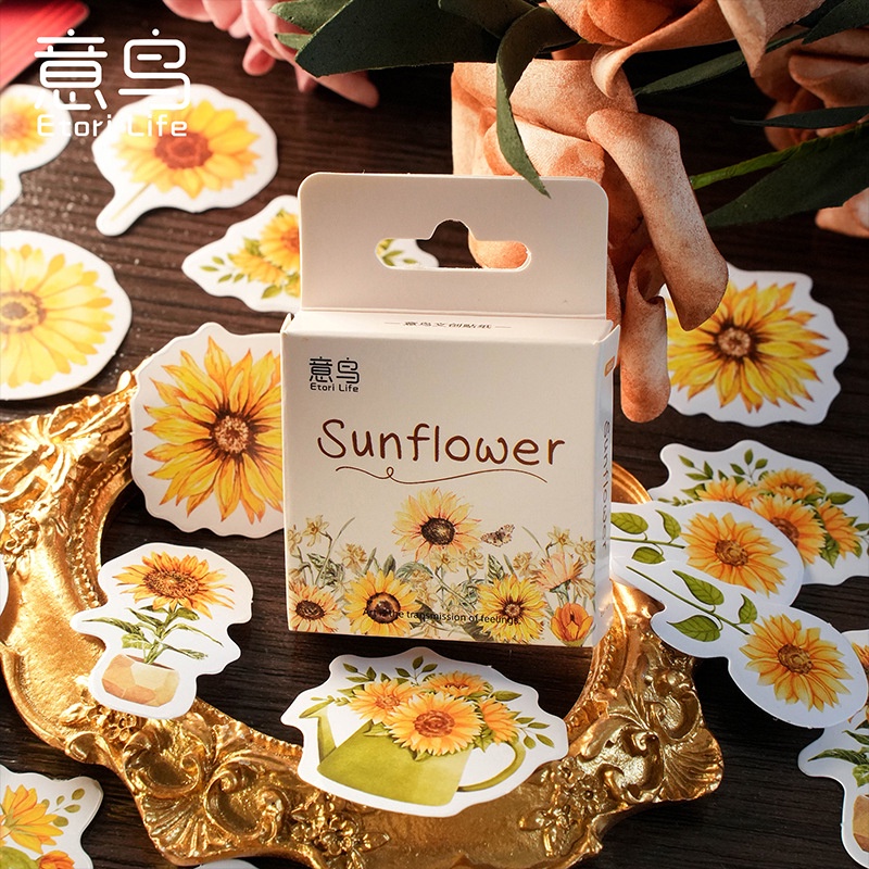 ENWEI 46 Pcs [Sunflower Series] Aesthetics Journal Stickers Box ...