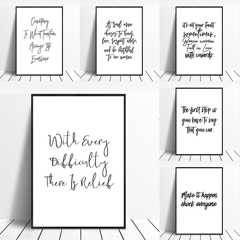 Inspirational Modern English Sentence Canvas Painting Printed Art ...