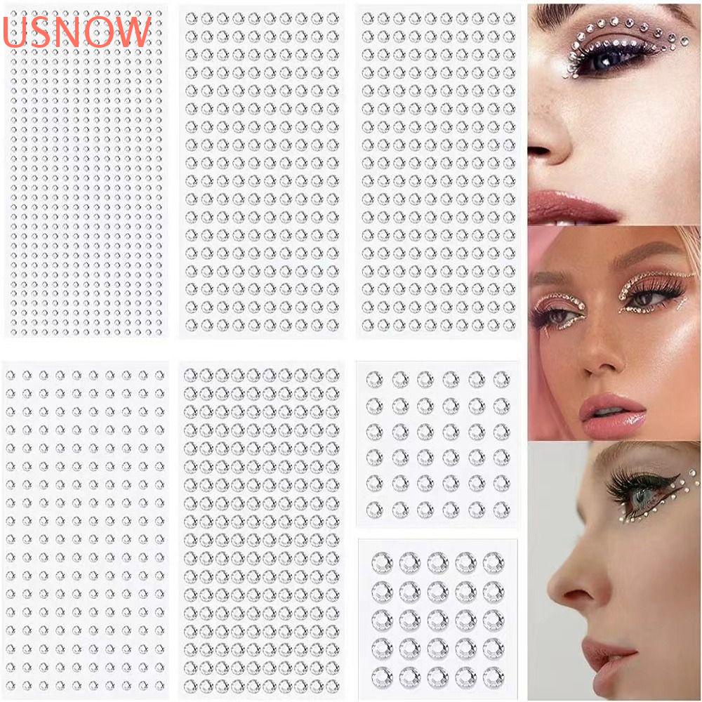 USNOW Face Rhinestone Crystal Stickers, Self Adhesive Fashion Eyebrow ...