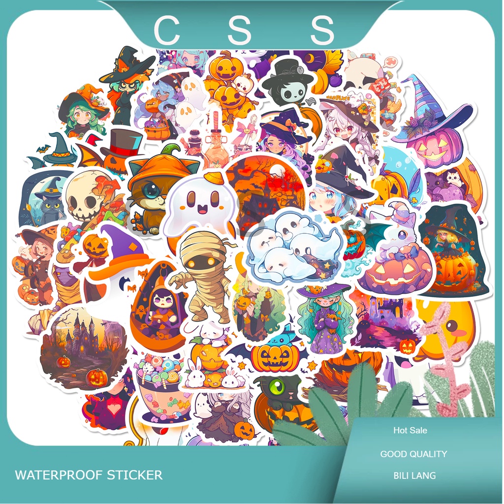 CSS 50Pcs/Set Cartoon Halloween Graffiti Waterproof Sticker Cute Funny ...