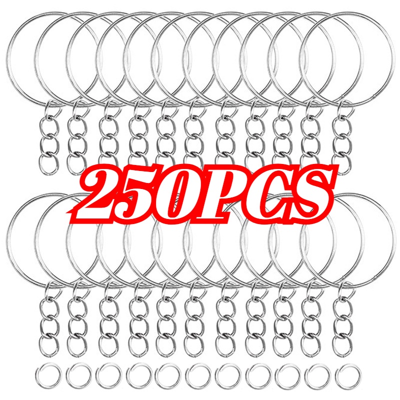 50/150/250PCS Blank Metal Keyrings/25mm Split Ring Keychain for DIY Key ...