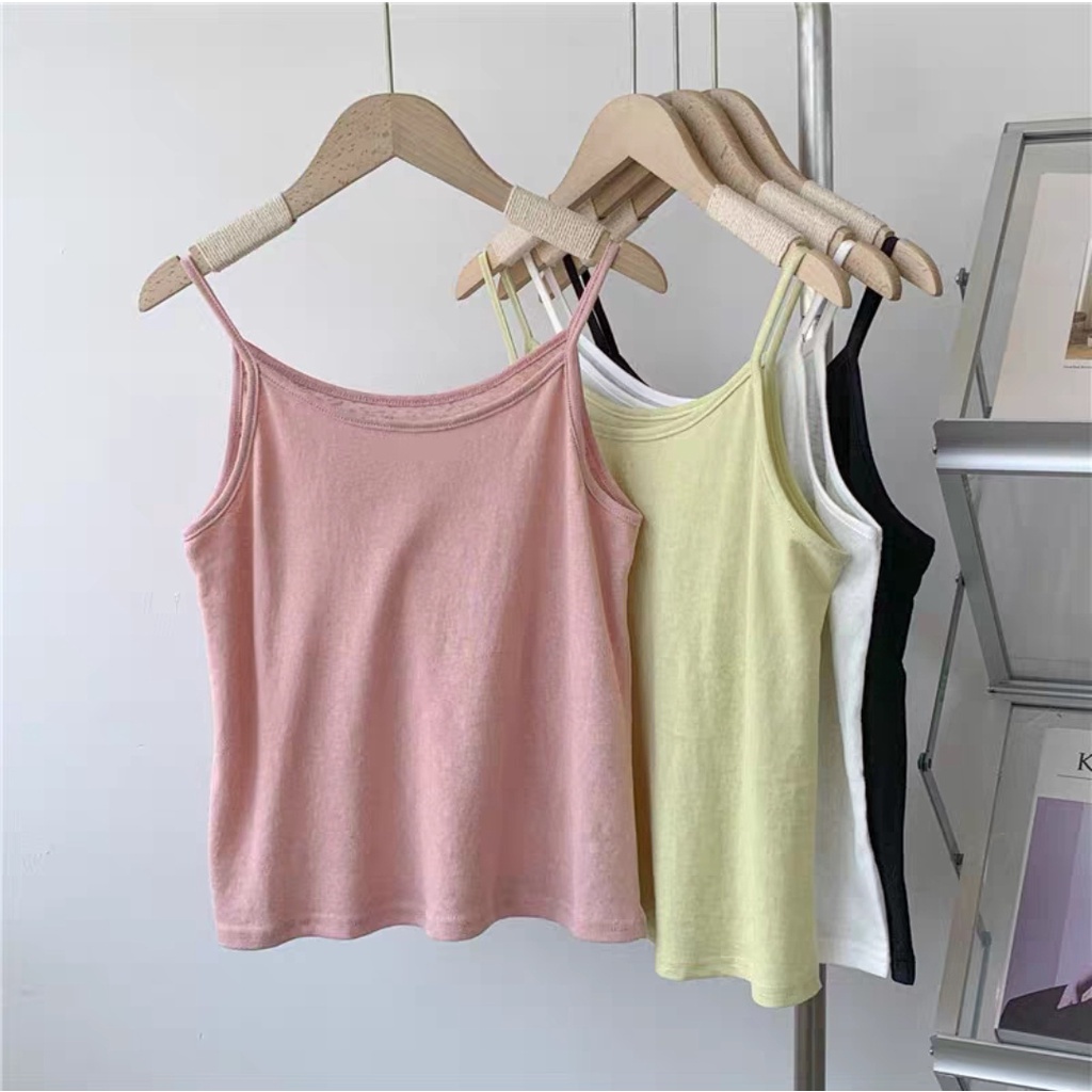Women's Strap Spaghetti Sando Cotton Tanks Tops 6Colors Sexy Tops Free ...