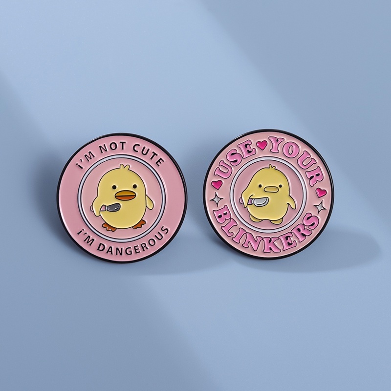 Cute Yellow Duck Enamel Pins Funny Angry Duck Brooch Laple Pin Badges ...
