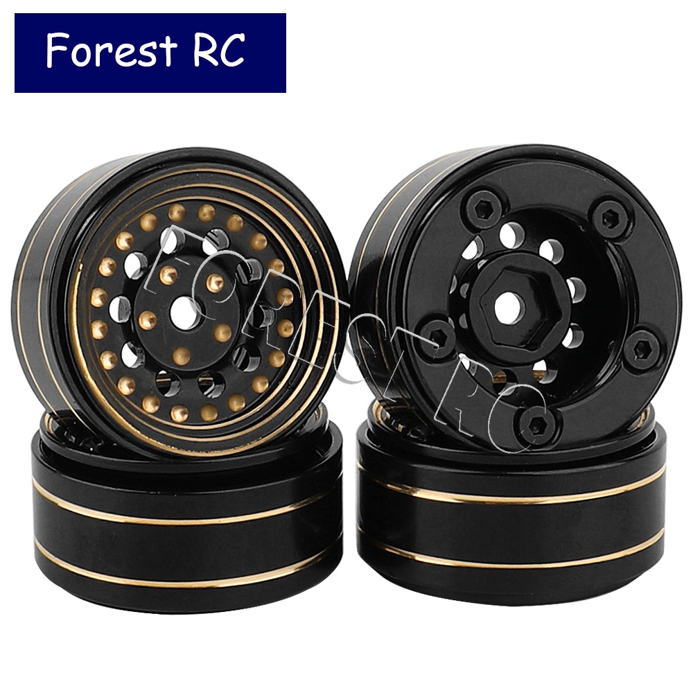 1.0" Black Coating Brass 1:24 Beadlock Wheels Hub Rims for 1/24 Axial ...