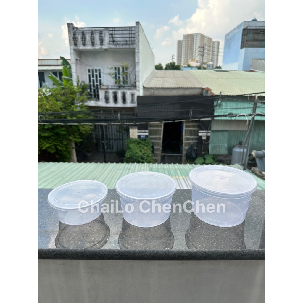 Lot of 50 DANG HOAN Round Plastic Boxes / For Tea, Pho (250ml / 500ml ...