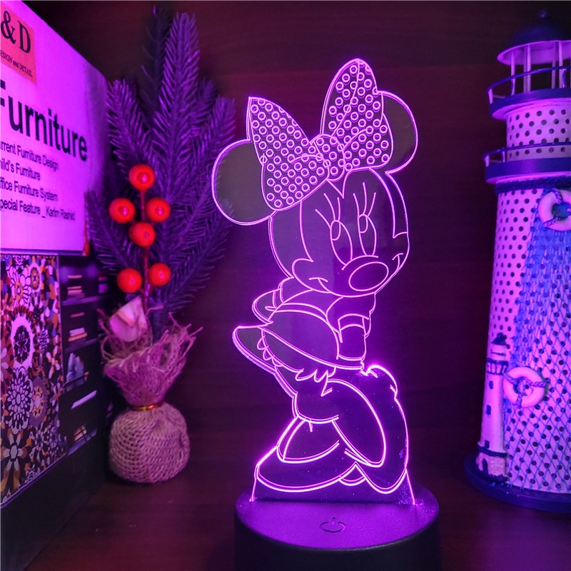 Dsney Cartoon 3D Night Light Minnie Mickey Mouse Acrylic Touch Light 3D ...