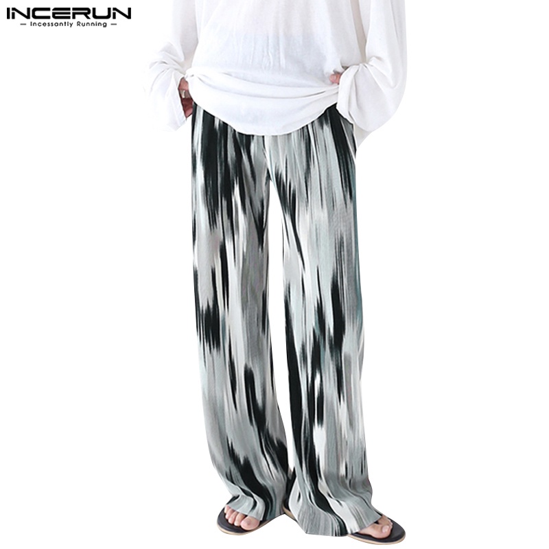 INCERUN Men Korean Draped Pit Stripe Textured Gradient Casual Pants ...
