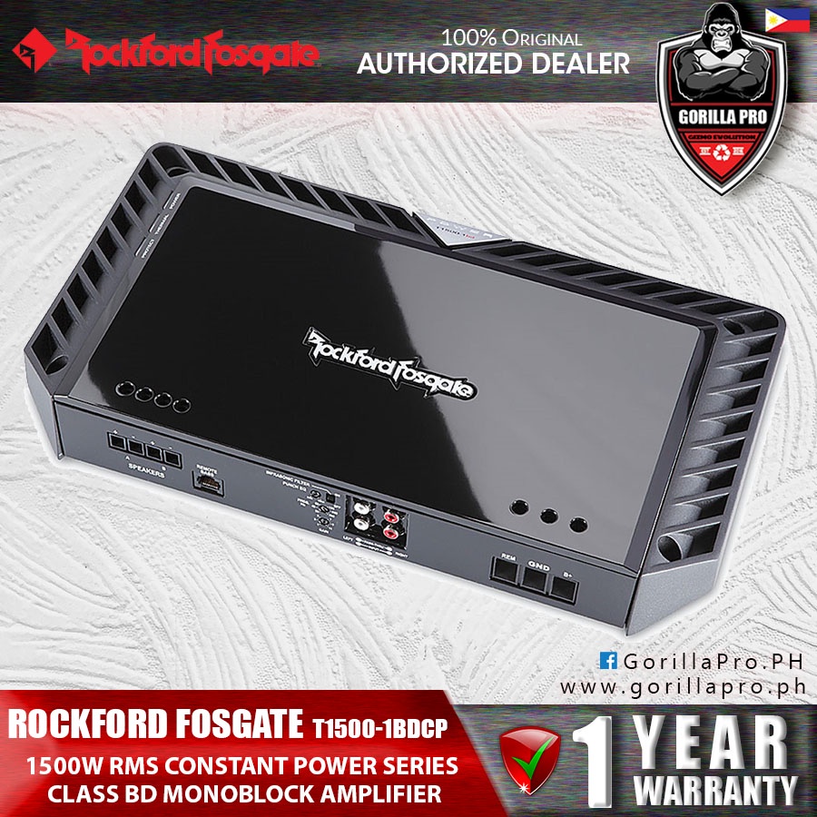 Gorilla Pro Rockford Fosgate T1500-1bdCP Power Series mono sub amplifier — 1,500 watts RMS x 1 ...