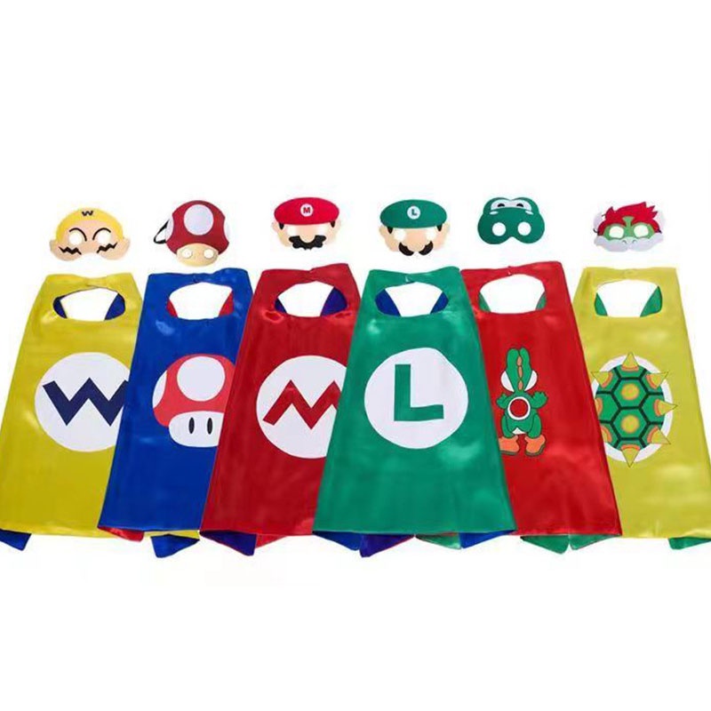 READY STOCK Super Mario Bros Kids Cosplay Cloak Mask Birthday Party ...