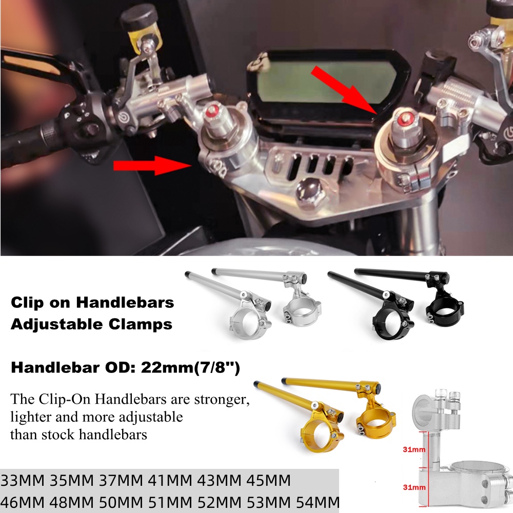 Motorcycle Handlebar Racing Adjustable CNC 33/35/37/41/43/45/46/48/50 ...