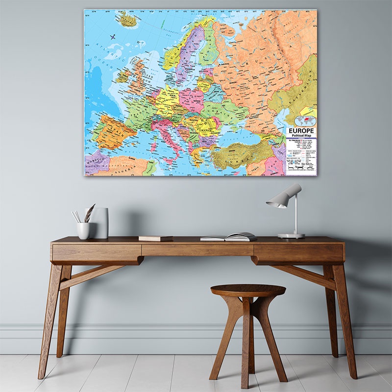 HOT SALE English Europe Map Political Distribution Map Wall Art Canvas ...