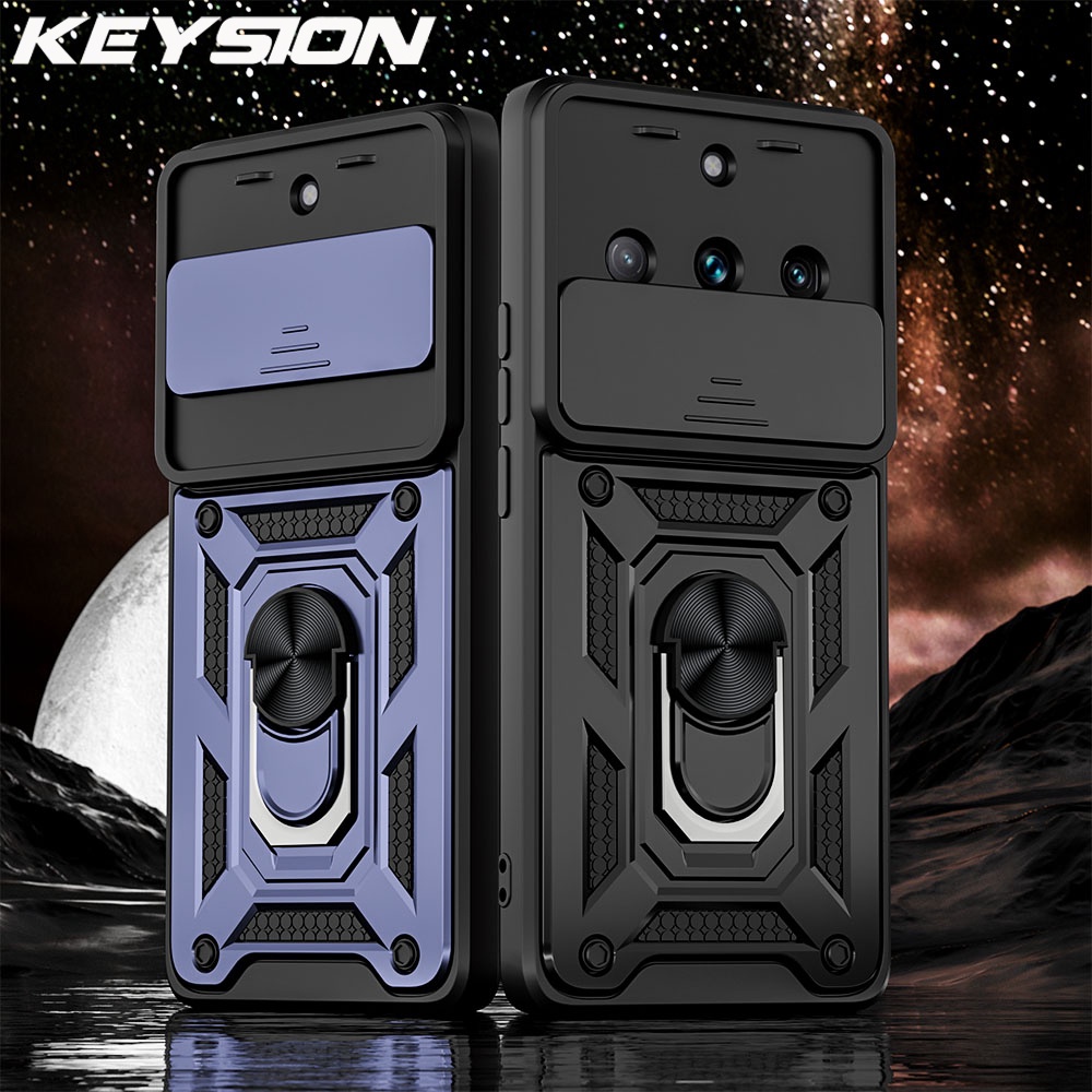 KEYSION Shockproof Armor Case for Realme 11 Pro 5G Slide Camera Lens ...
