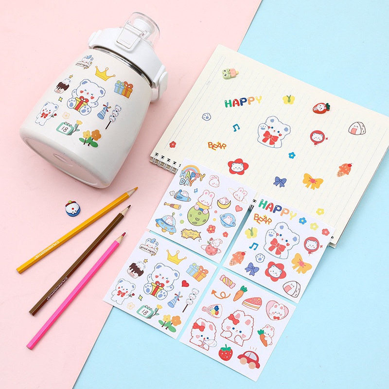 New Cute Children Cartoon diary bottle diy Student sticker | Shopee ...
