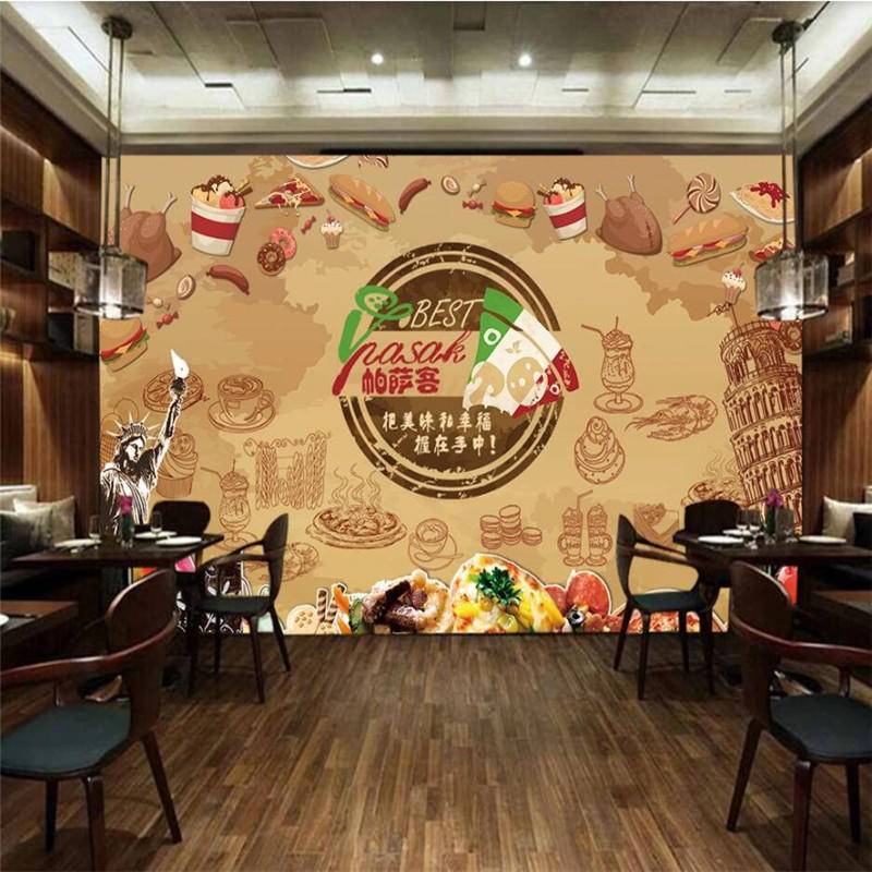 Custom Pizza Western Restaurant Doodle Industrial Decor Background ...