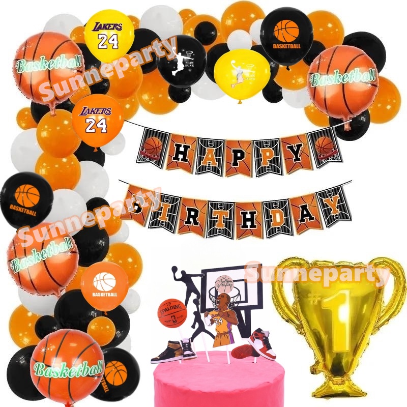 Basketball Theme Party Balloon NBA Banner Cake Topper Birthday Party ...