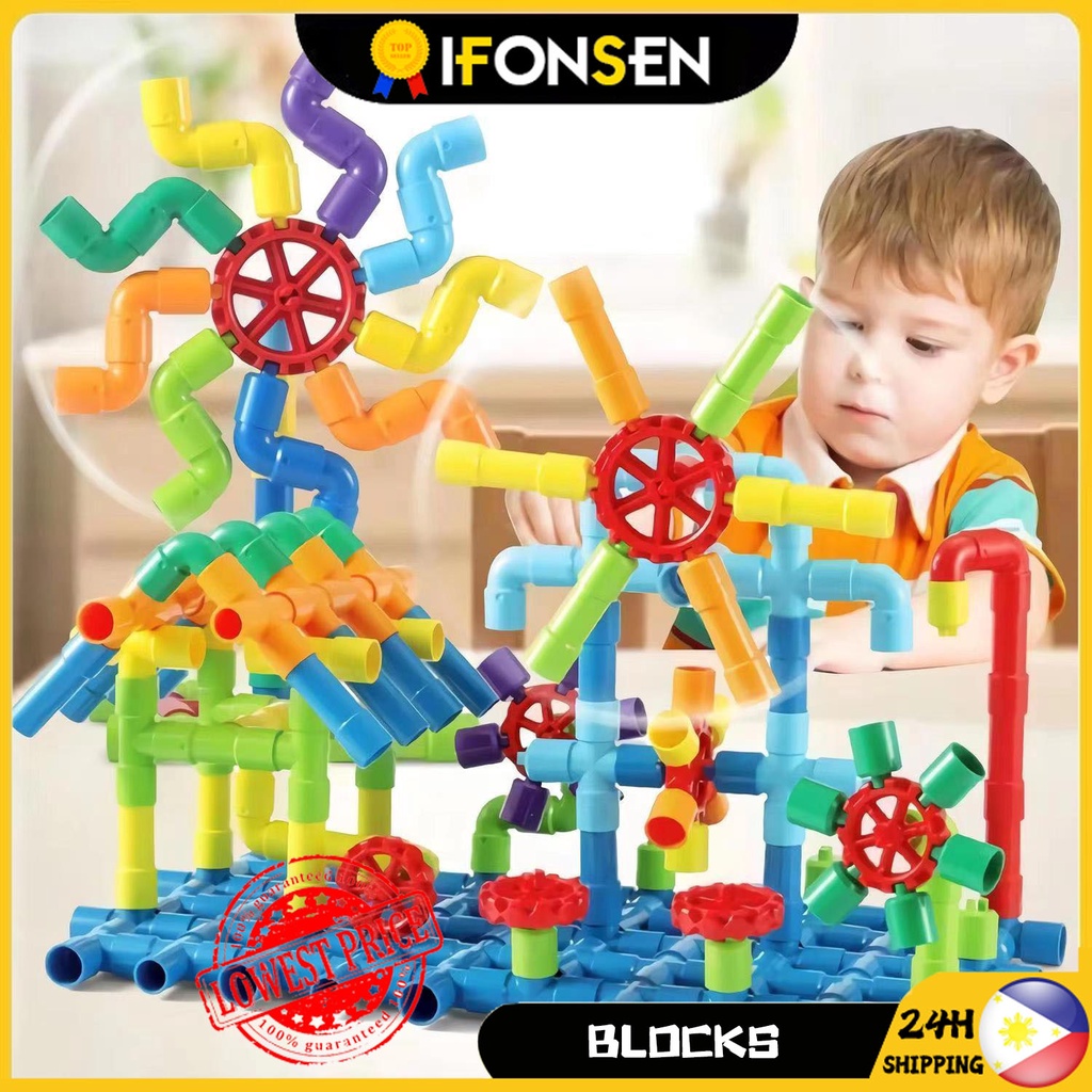 【Fast Delivery】300pcs Pipeline Building Blocks for Children Kids DIY ...