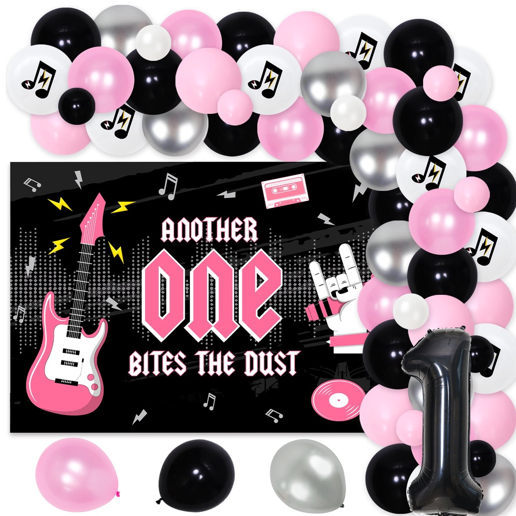JOLLYBOOM Another One Bites the Dust 1st Birthday Decorations Black and ...
