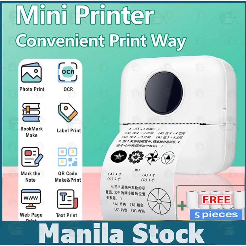 X5 Mini Bluetooth Thermal Printer Photo Printer Label Sticker Paper ...