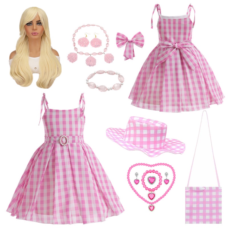 Girls 2023 Hot New Barbie Movie Princess Dress Pink Sling Birthday ...