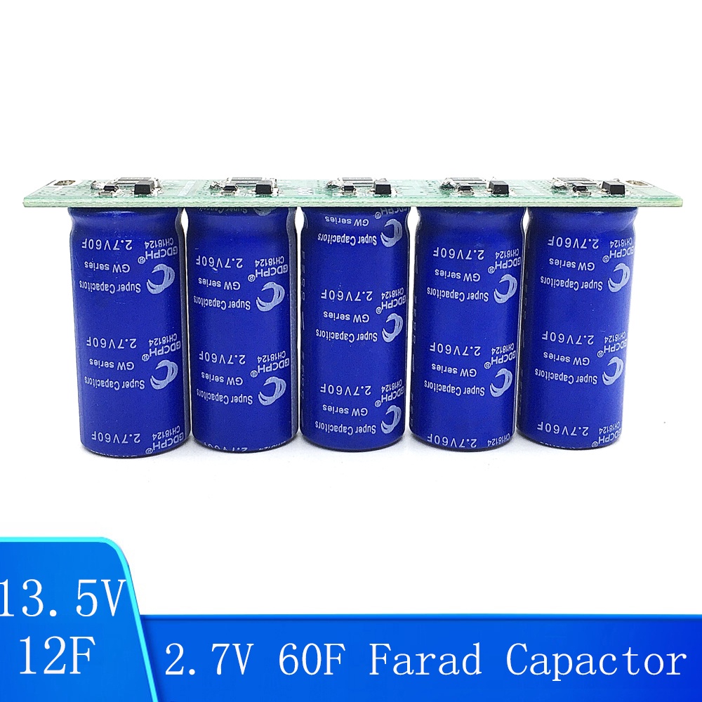 5PCS/1Set 13.5V 12F Single Row Farad Capacitor Super Capacitor 2.7V 60F Automotive Super Farad ...