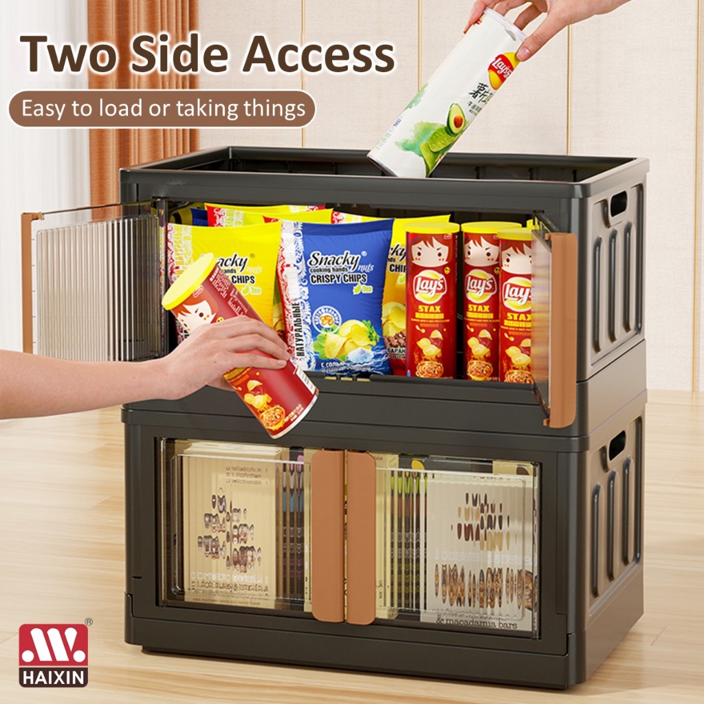 Foldable Storage Box New Black 32L /72L Multipurpose Strong Stackable With Wheels Minimalist ...