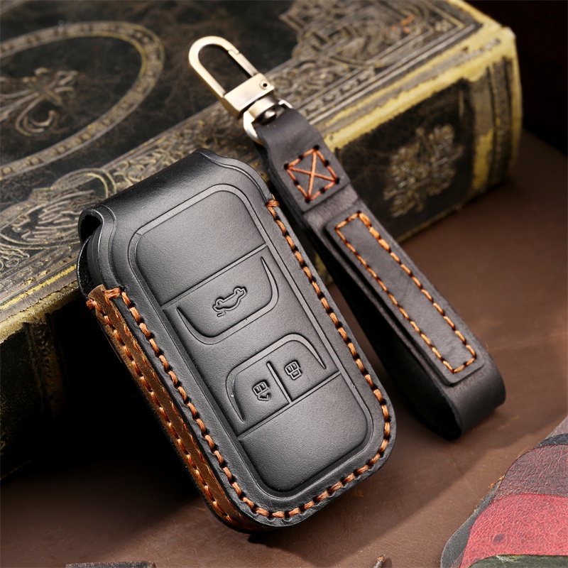 Handmade Leather Smart Car Key Case Cover Bag Shell Holder Keychain for ...