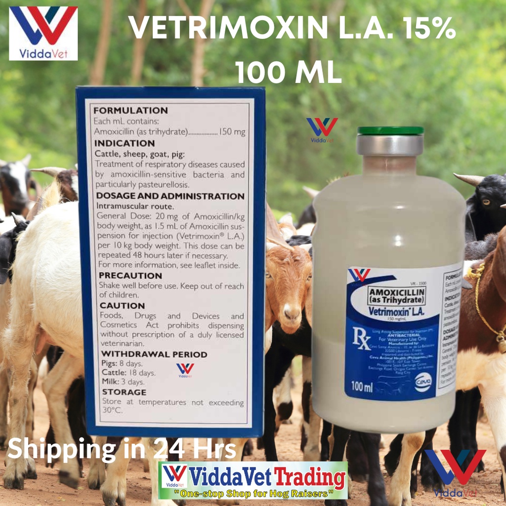 Vetrimoxin L A 15% forpigs cattle goat 100ml | Shopee Philippines