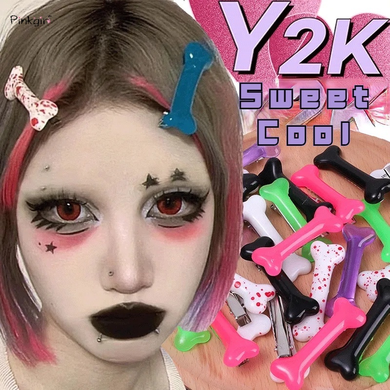 Y2K Sweet Cool Funny Dog Bone Bowknot Shaped Duckbill Hairpins Women ...