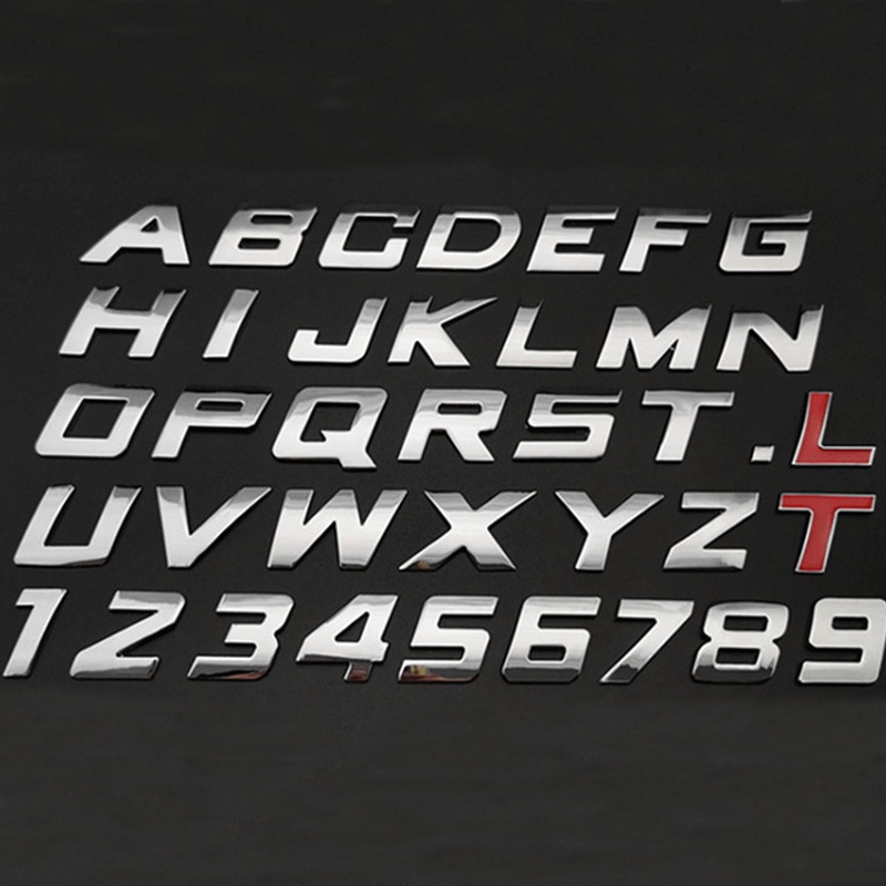 1 Pc 25mm Silver Metal DIY 3D Italic Alphabet Letter Digital Number Car ...