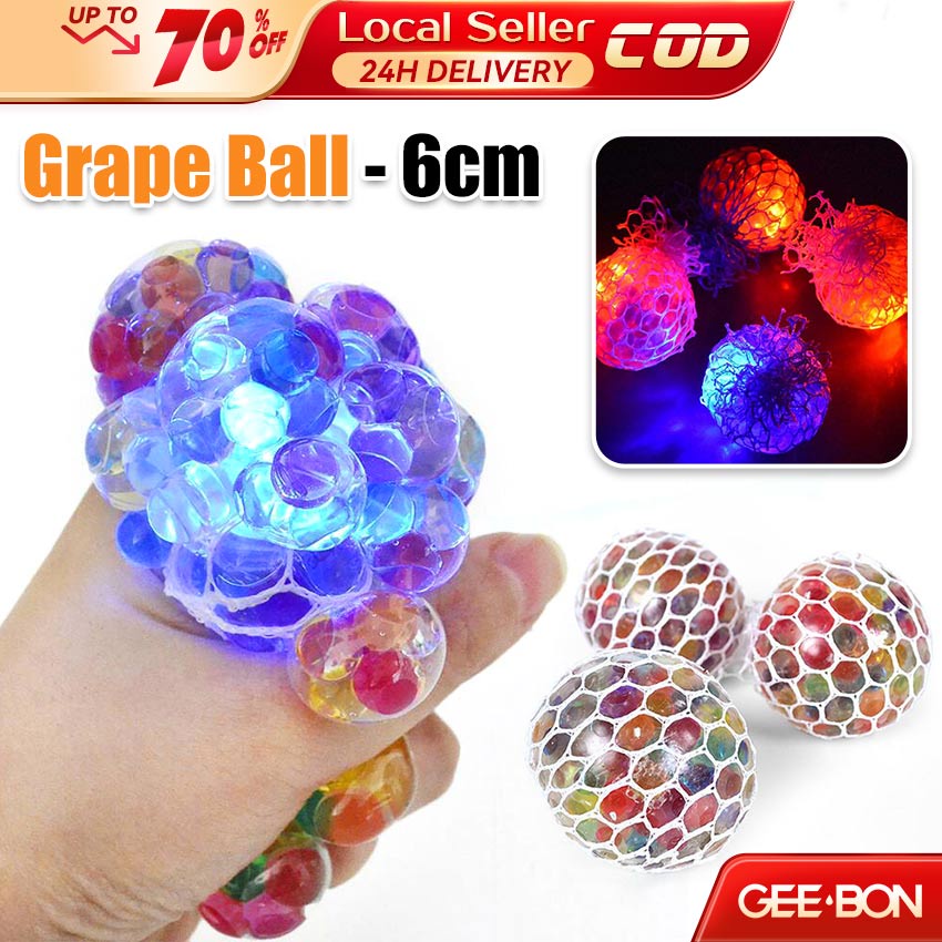 GEEBON Squeeze Grape Toy Ball Stress Relief Toy Grape Mesh Ball Rainbow ...