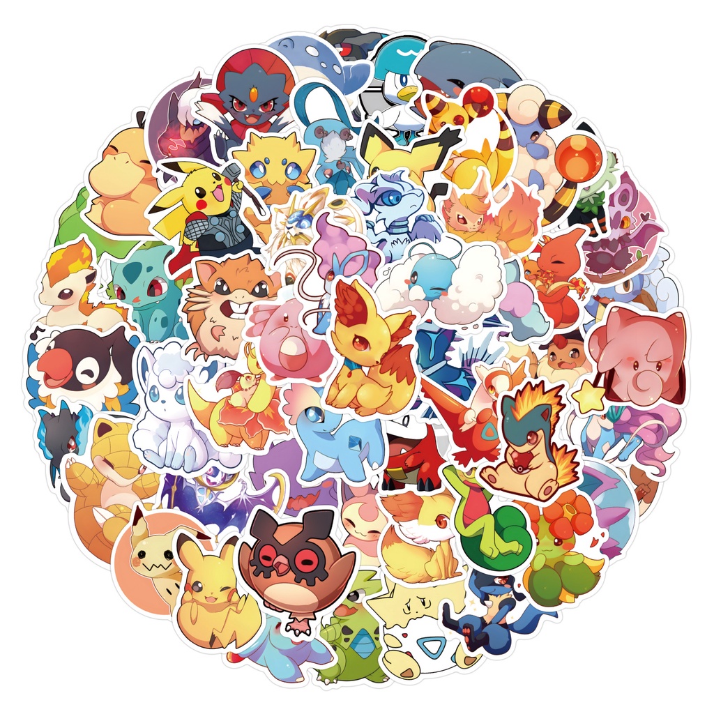 100PCS Cartoon Anime Pokémon Pikachu Pokemon Waterproof Graffiti ...