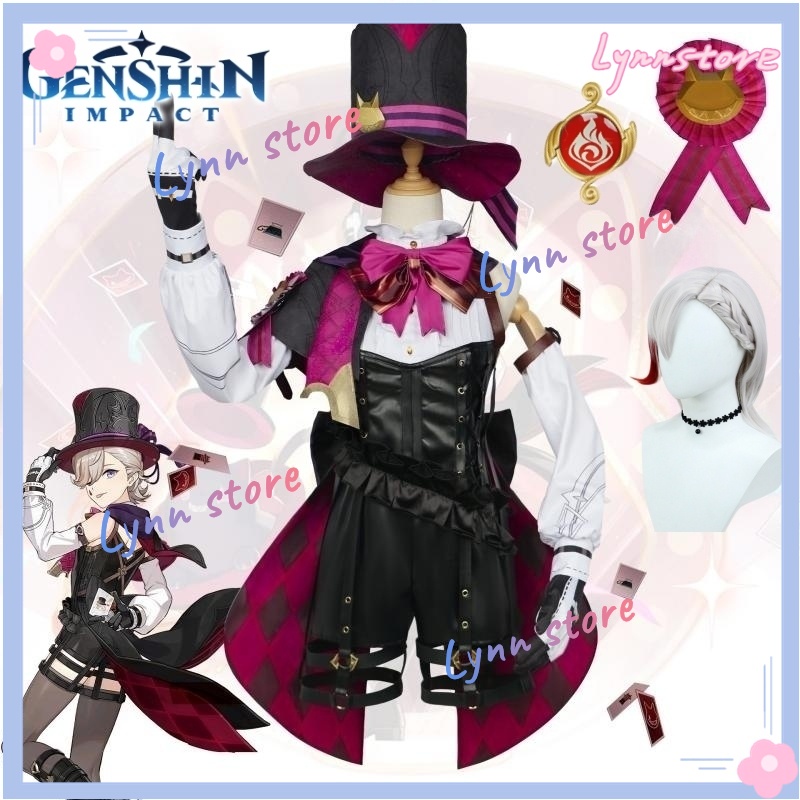Lyney Cosplay Genshin Impact Costume Fontaine Lyney Leather Magician ...